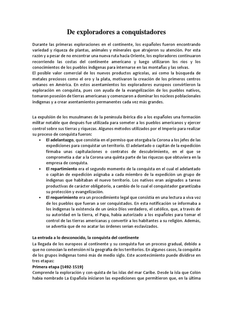 De Exploradores A Conquistadores | PDF | Imperio español | Américas