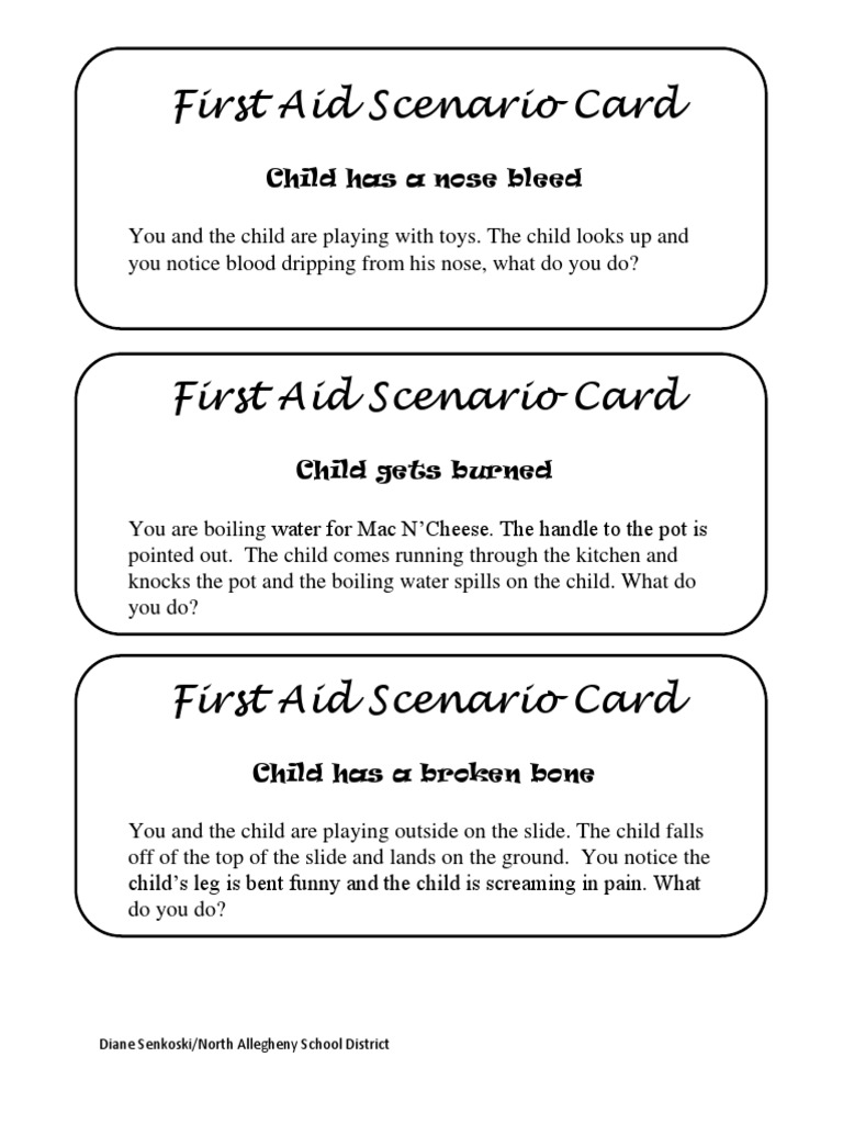 First Aid Scenario Card: Diane Senkoski/North Allegheny School District ...