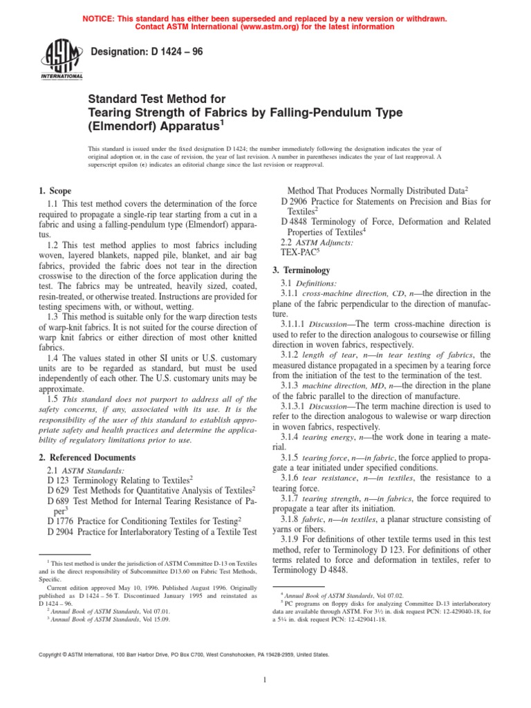 Resistência Ao Rasgo (Elmendorf) - ASTM D1424-96 | PDF | Variance ...