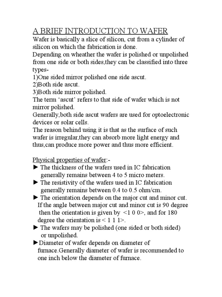 A Brief Introduction To Wafer | PDF | Integrated Circuit ...