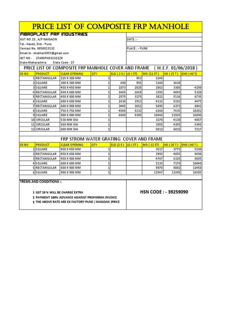 FRP Price List 2020.005 | PDF