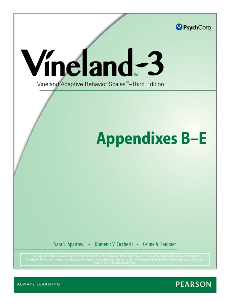 Vineland 3 Manual Appendices B e | PDF | Intellectual Property Law | Intellectual Works