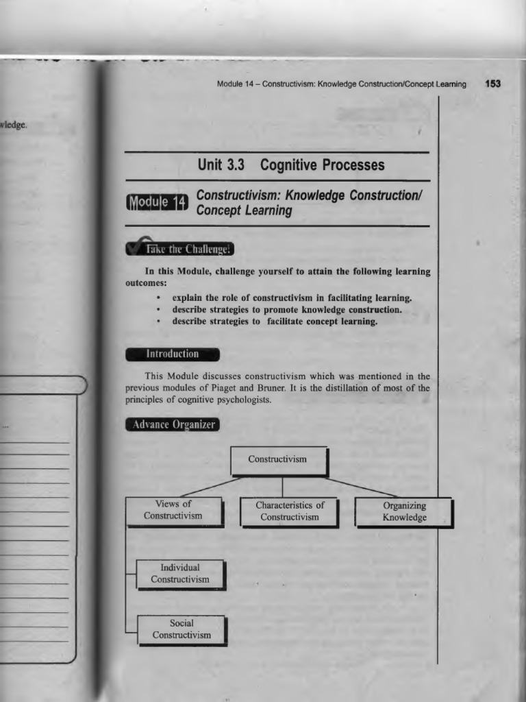 Unit 3.3 Cognitive Processes: Constructivism: Knowledge Construction/ Learning | PDF ...