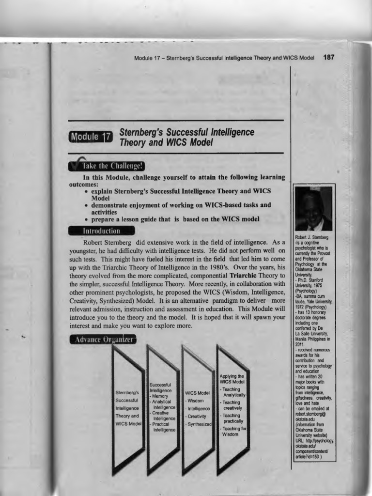 Sternberg's Successful Intelligence Theory and WICS Model | PDF ...
