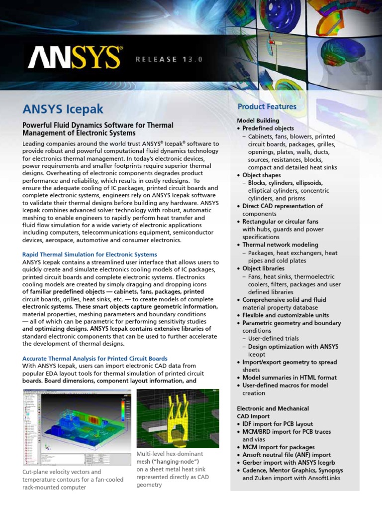 Ansys Icepak Brochure | PDF | Heat Transfer | Computer Aided Design