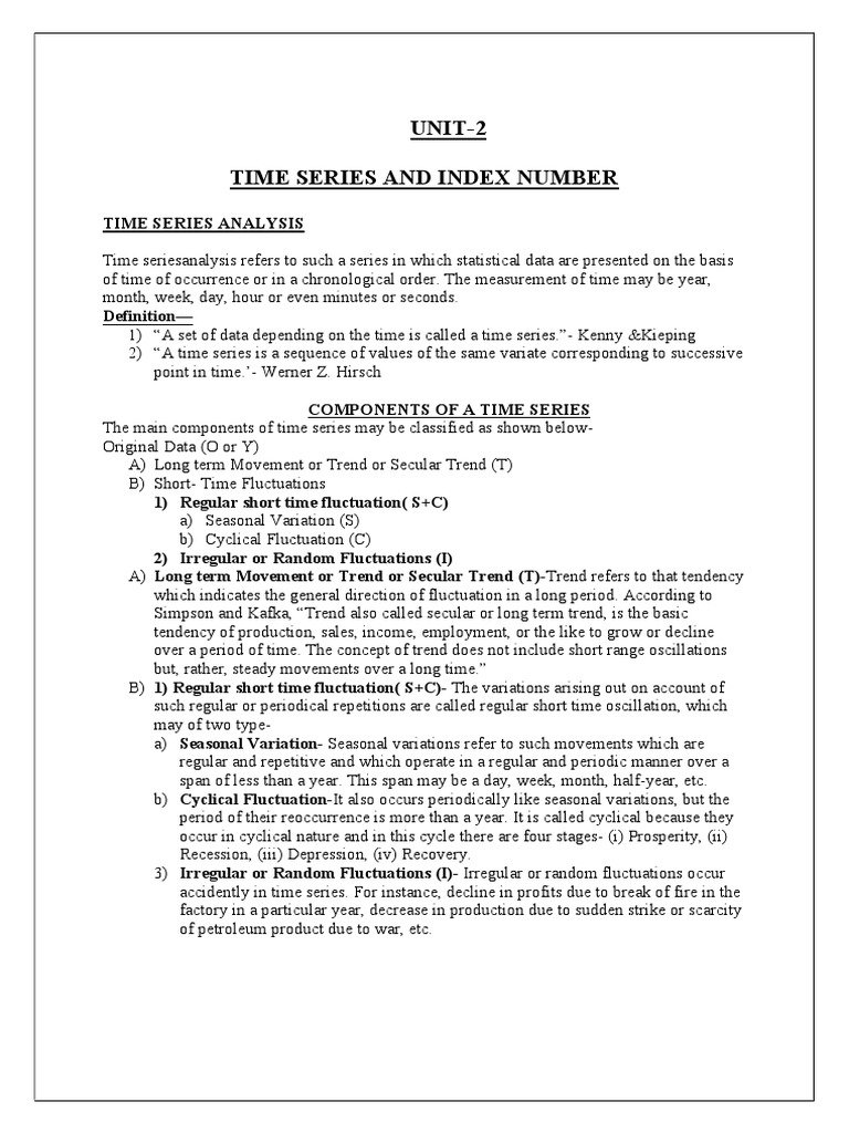 UNIT-2 Time Series and Index Number | PDF | Seasonality | Moving Average