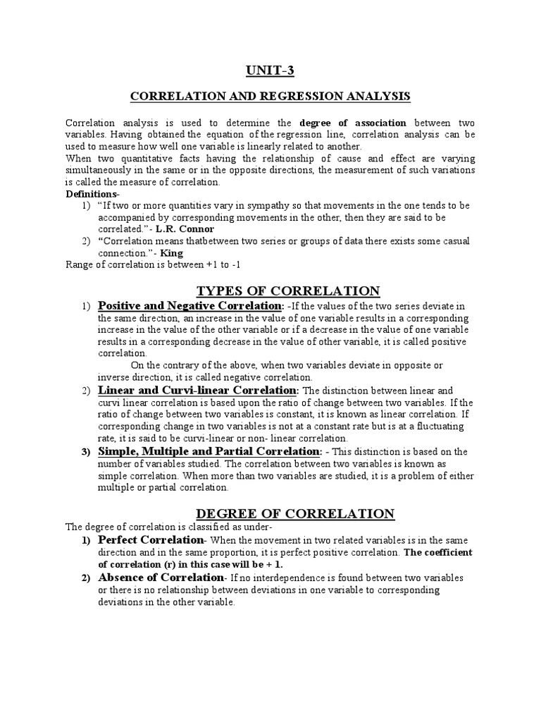 Unit 3 Correlation And Regression Analysis Pdf Correlation And Dependence Regression Analysis