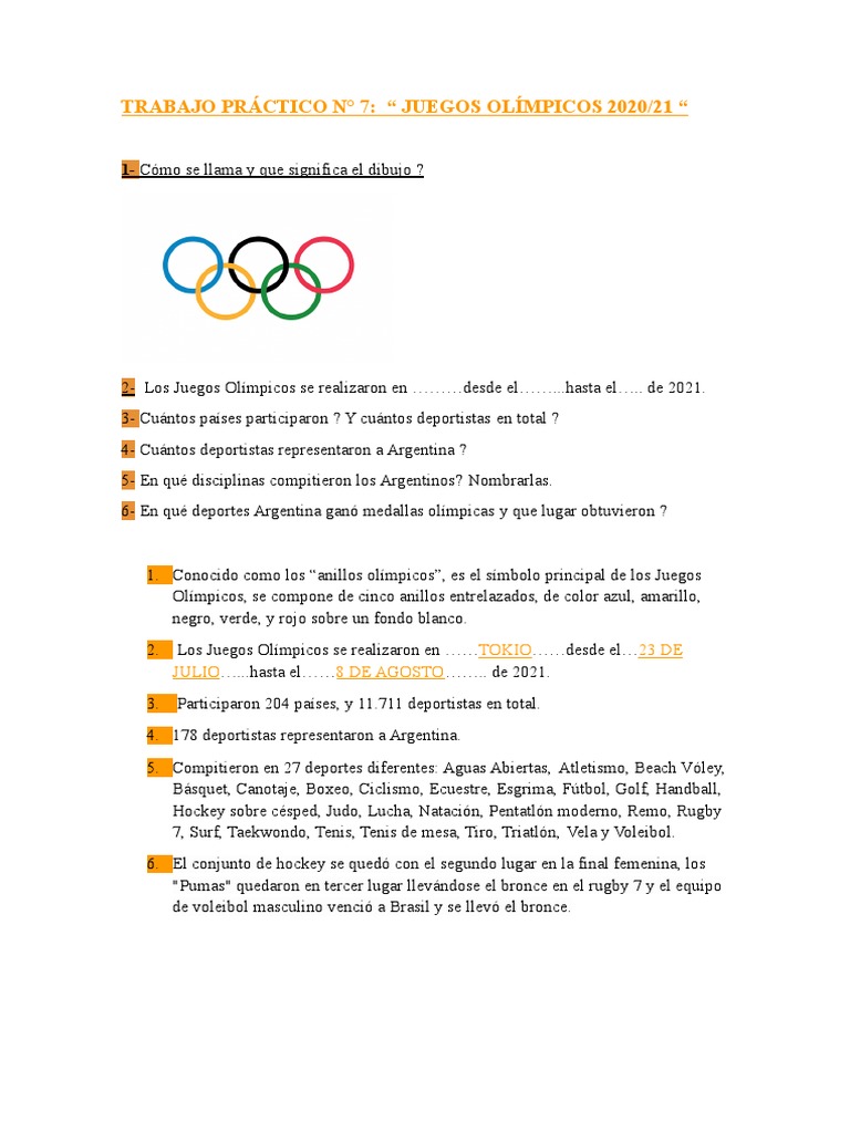 T.P Juegos Olímpicos 2021 | PDF | Deportes y actividades al aire libre