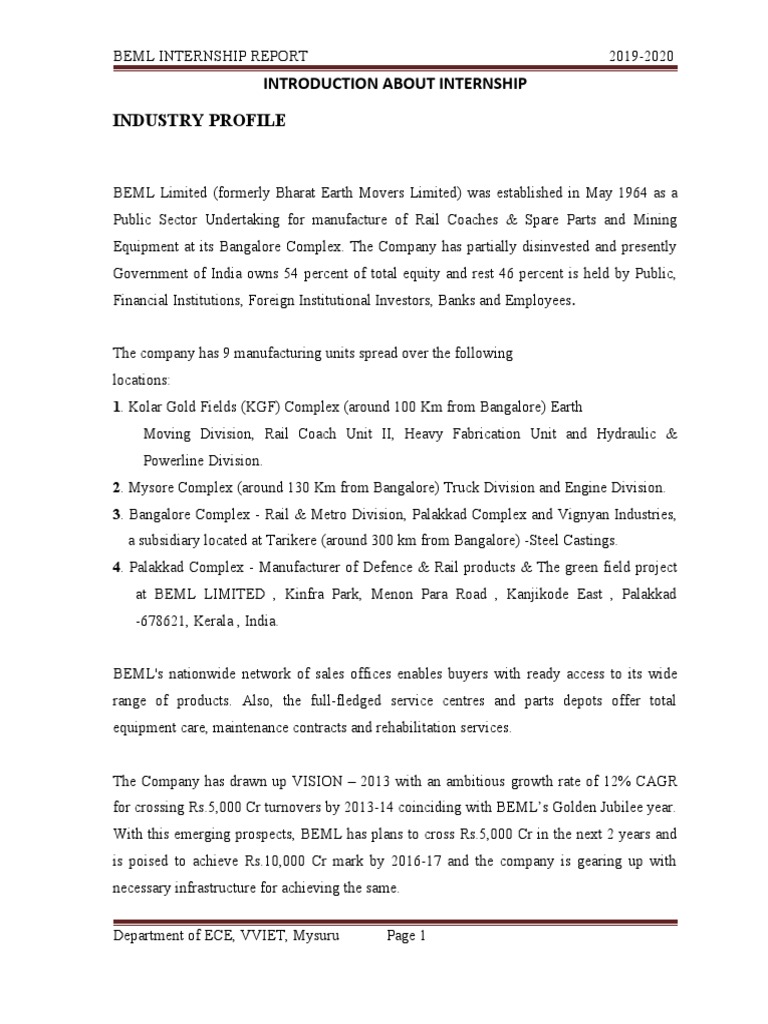 Introduction About Internship Industry Profile | PDF | Electric Power ...