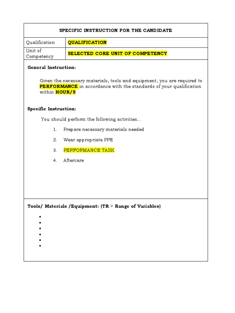 Specific Instructions for NC2 Candidates | PDF | Business