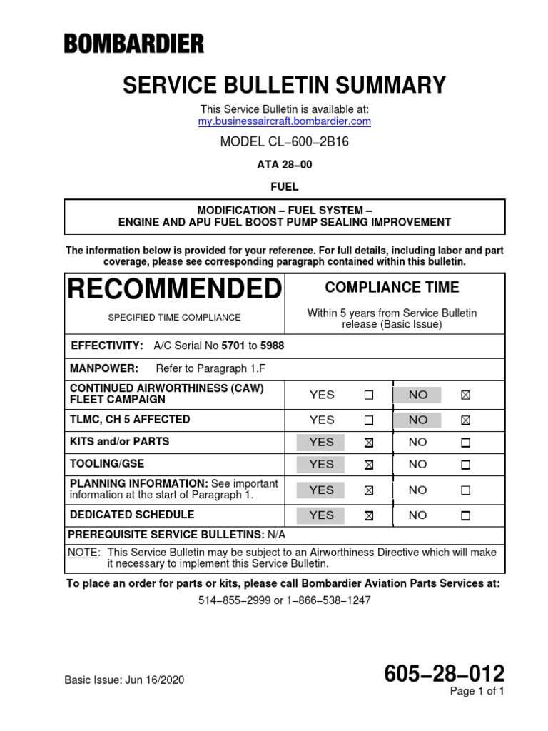 Recommended: Service Bulletin Summary | Download Free PDF | Electrical ...
