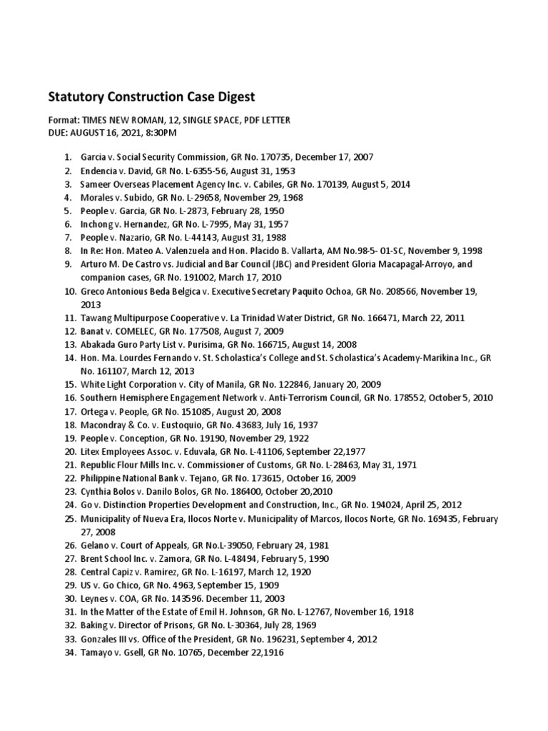 StatCon Case Digest | PDF | Judiciaries | Separation Of Powers