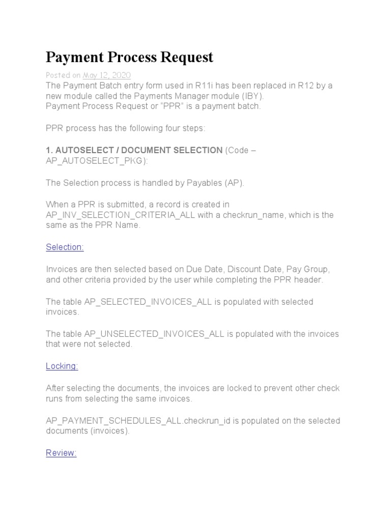Payment Process Request | PDF | Accounts Payable | Invoice