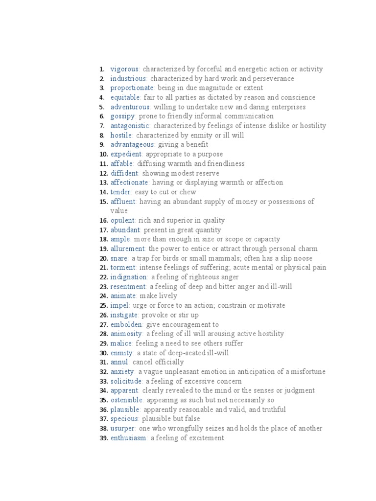 English Vocabulary Impressive Words | PDF | Greed | Emotions