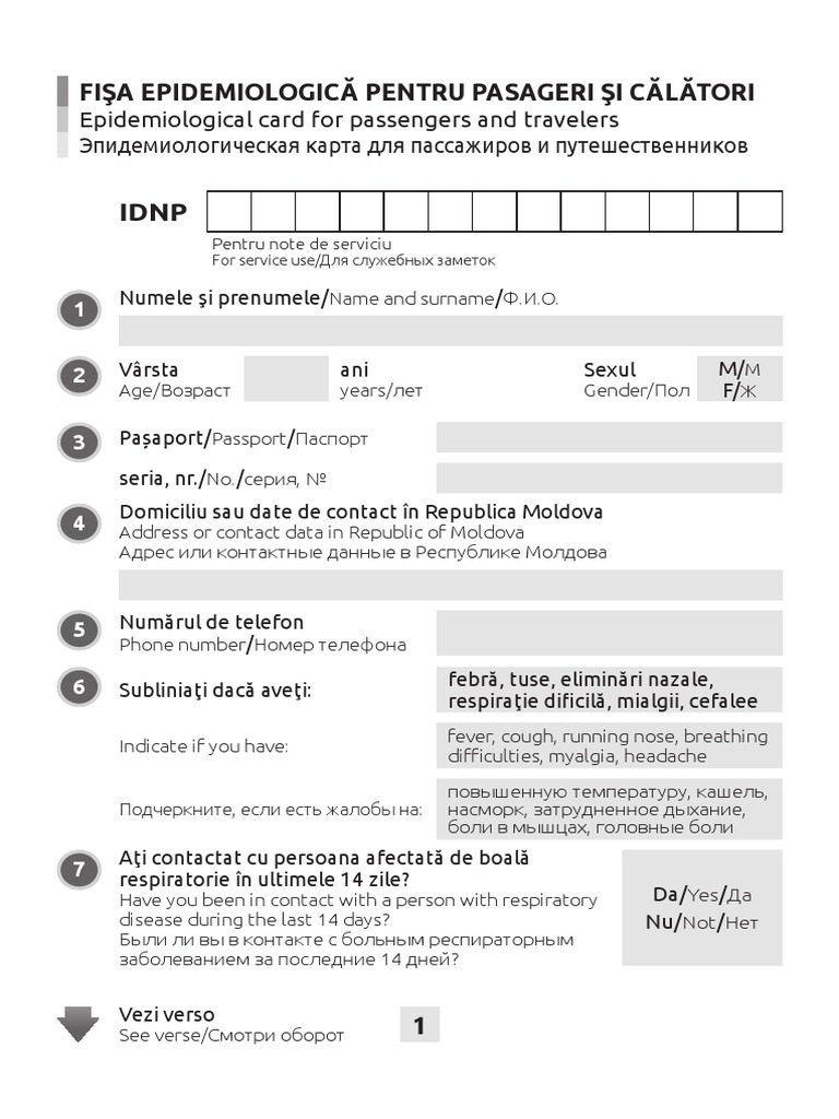 Fisa Epidemiologica A5 Vertical | PDF