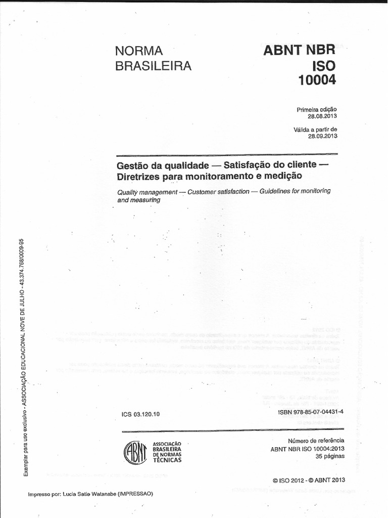 Abnt Iso 10004 | PDF
