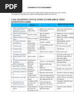 VAK Learning Styles Self-Assessment Questionnaire: VARK Test | PDF ...