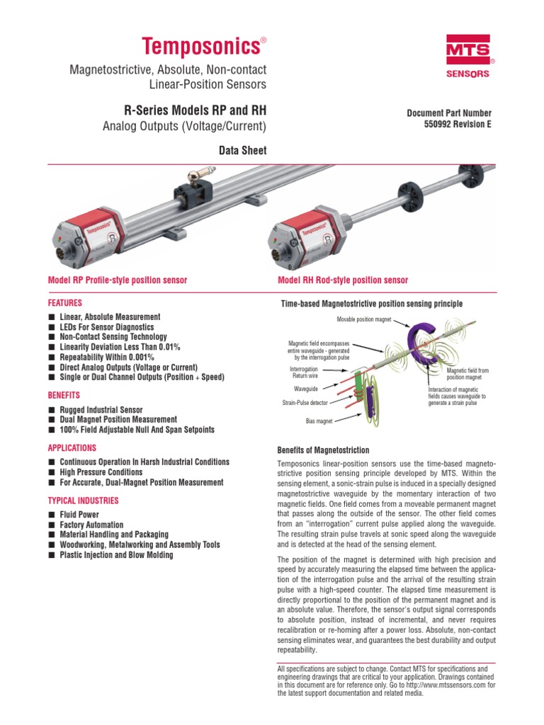 Temposonics: R-Series Models RP and RH | Download Free PDF | Sensor ...
