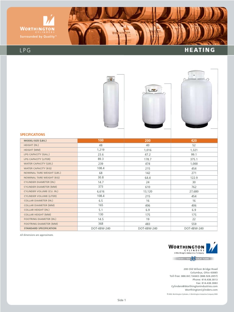 Cylinder Tank Specs | PDF | Litre | Liquefied Petroleum Gas