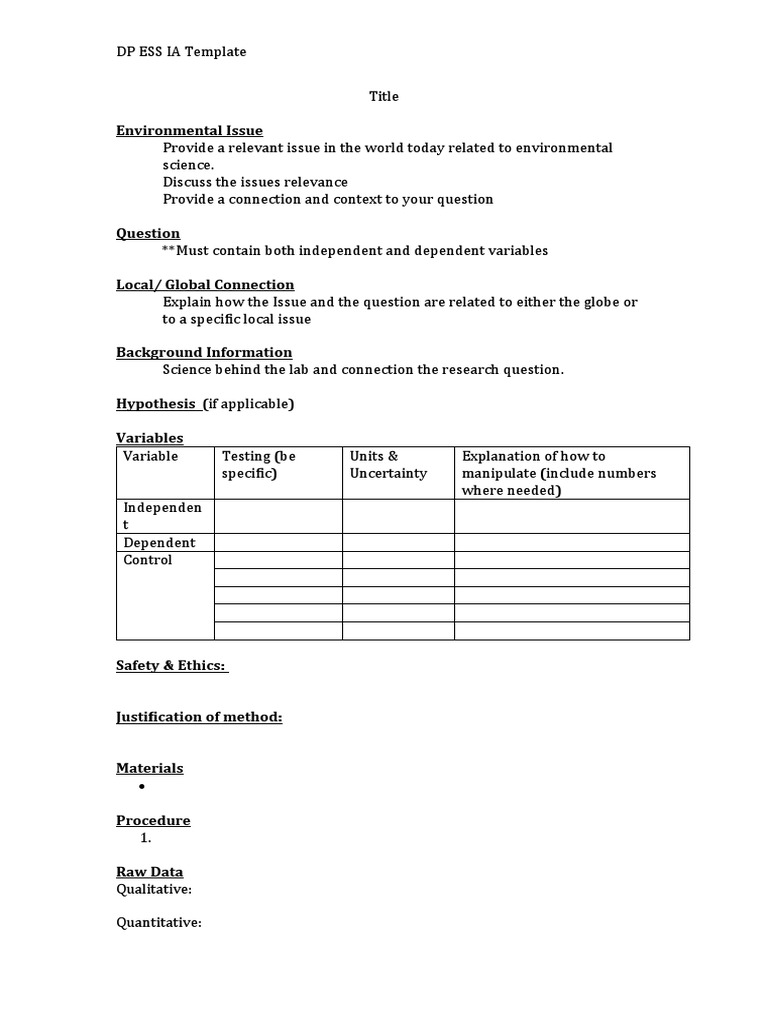 DP ESS IA Template | PDF