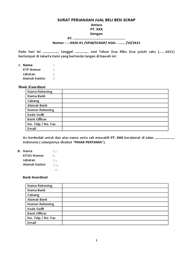 Draf Kontrak Scrap Bintuni | PDF | Griya & Taman | Teknologi & Rekayasa