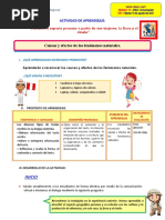 Sesiòn De Aprendizaje Nos Preparamos Ante Los Desastres Naturales