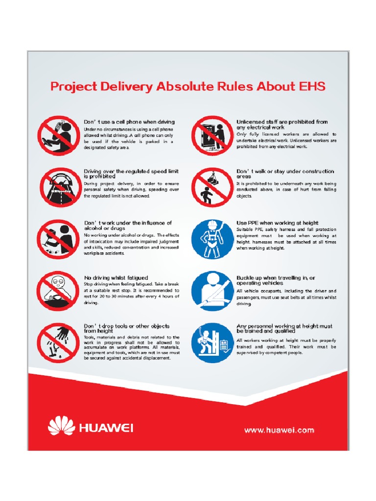 Reglas Absolutas EHS Huawei | PDF
