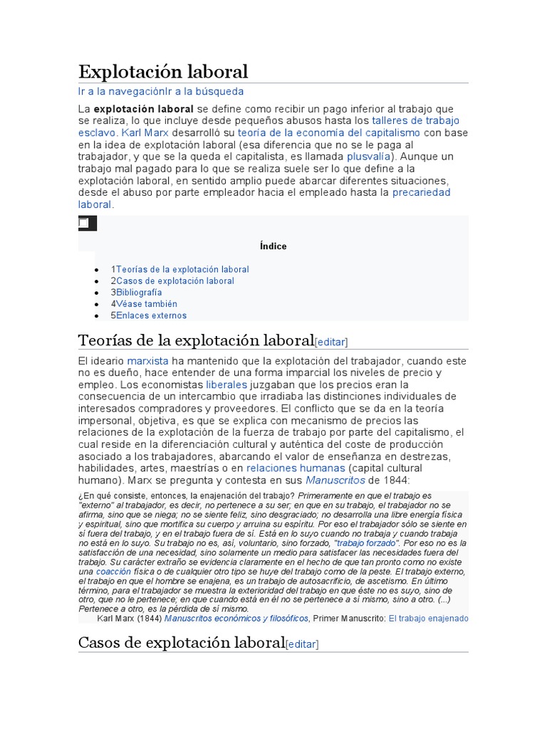 Definición y casos de explotación laboral | PDF | Salario | Tiempo de ...