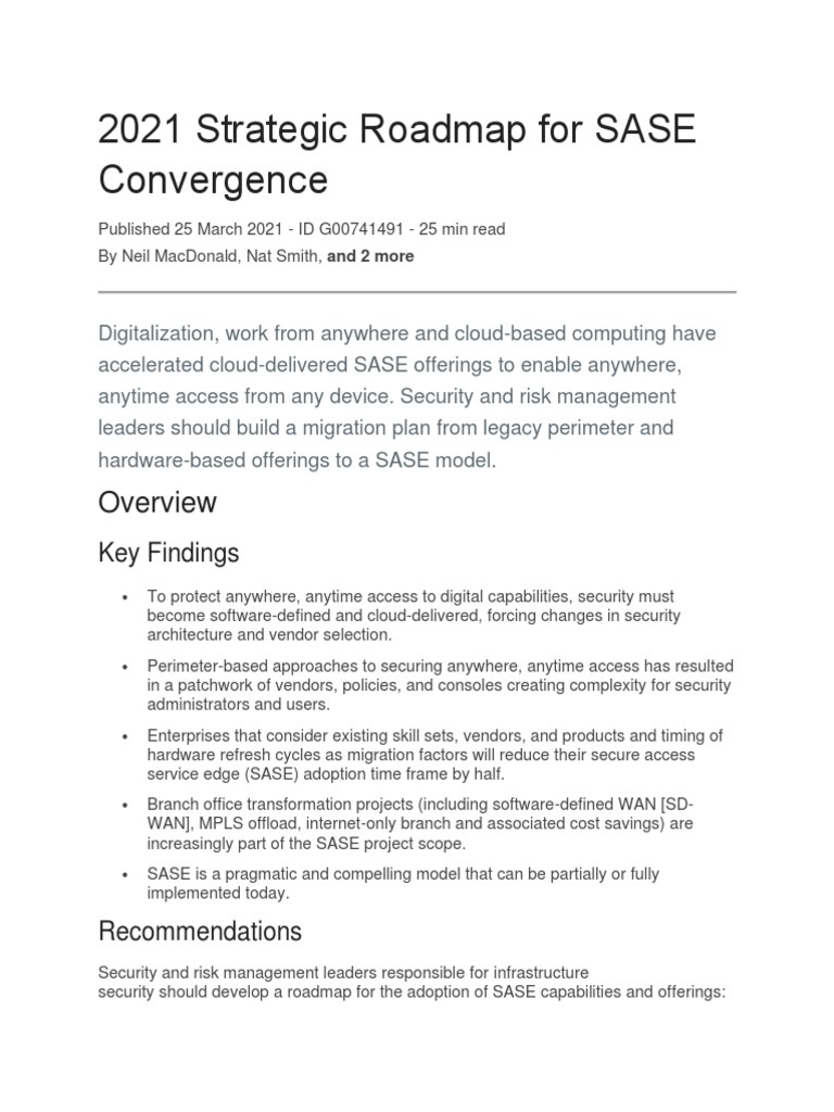 2021 Strategic Roadmap For SASE Convergence | PDF | Cloud Computing ...