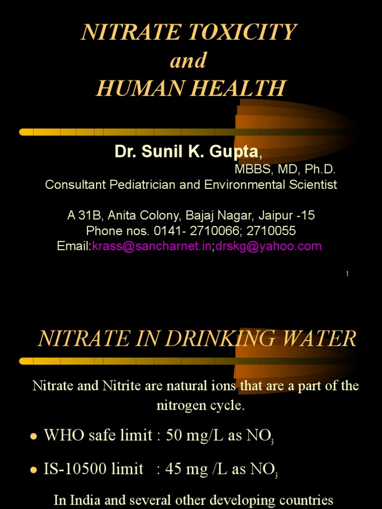 Nitrate Toxicity and Human Health: Dr. Sunil K. Gupta | PDF | Nitrate ...