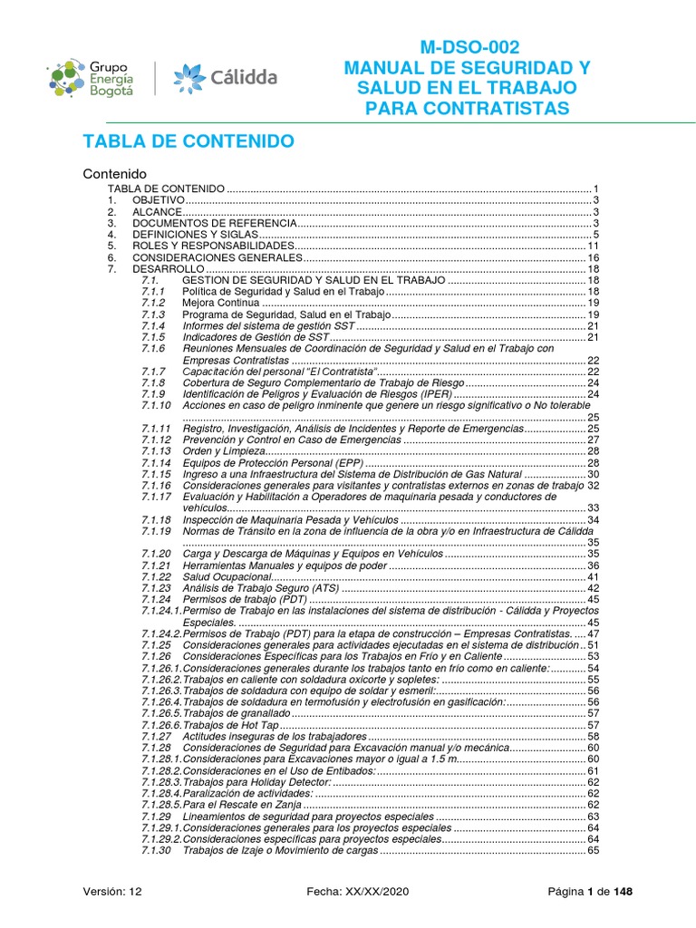 Manual SST para Contratistas | PDF