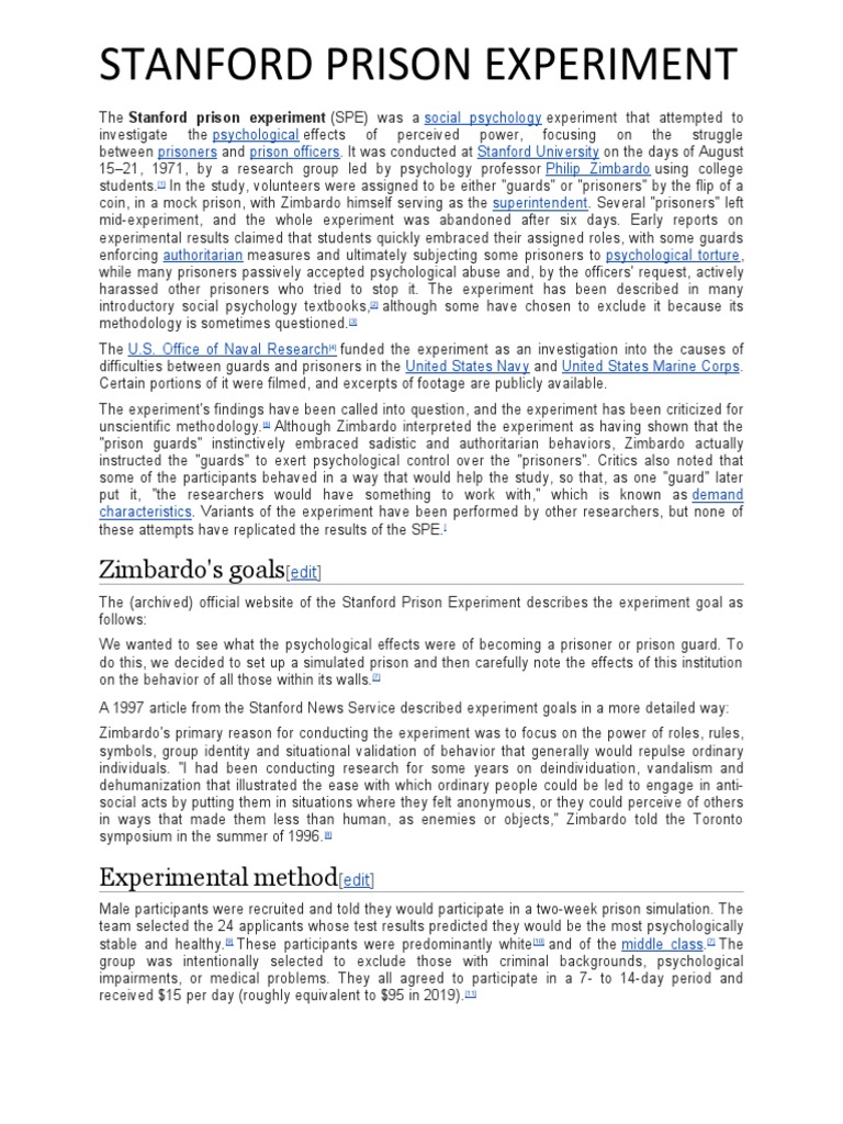 Stanford Prison Experiment Overview | PDF | Psychology