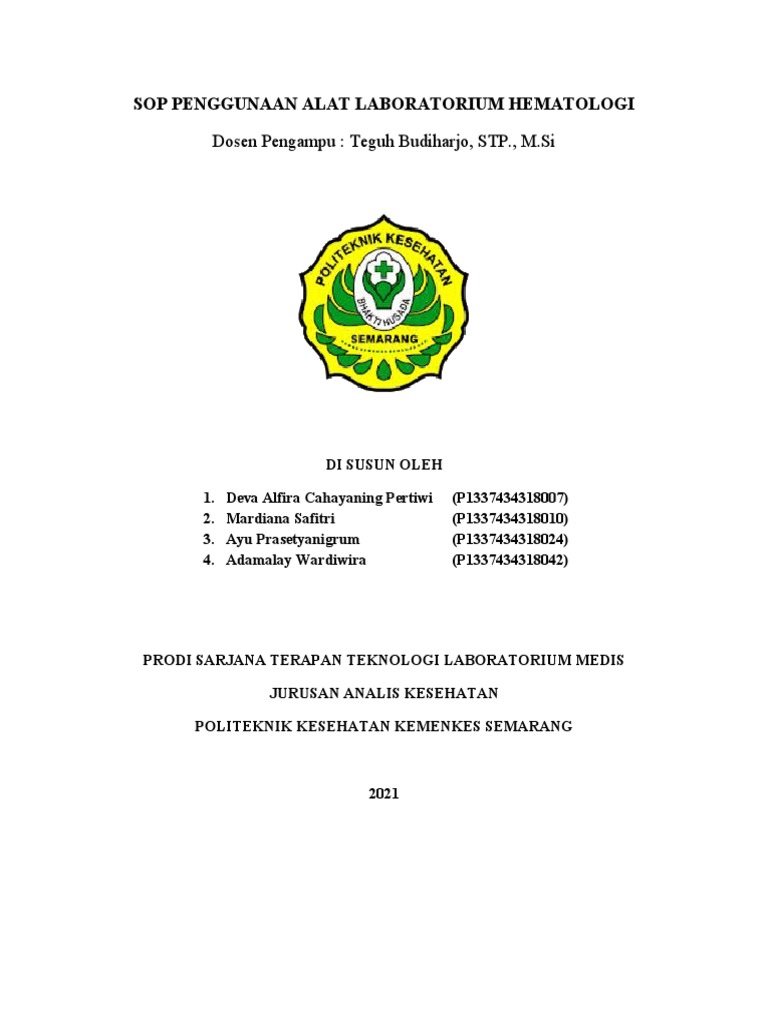 Kel1 - Sop Lab Hematologi | PDF