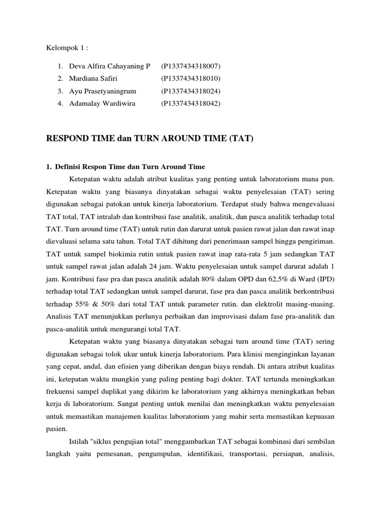 Kelompok 1 TAT DAN RESPON TIME | PDF