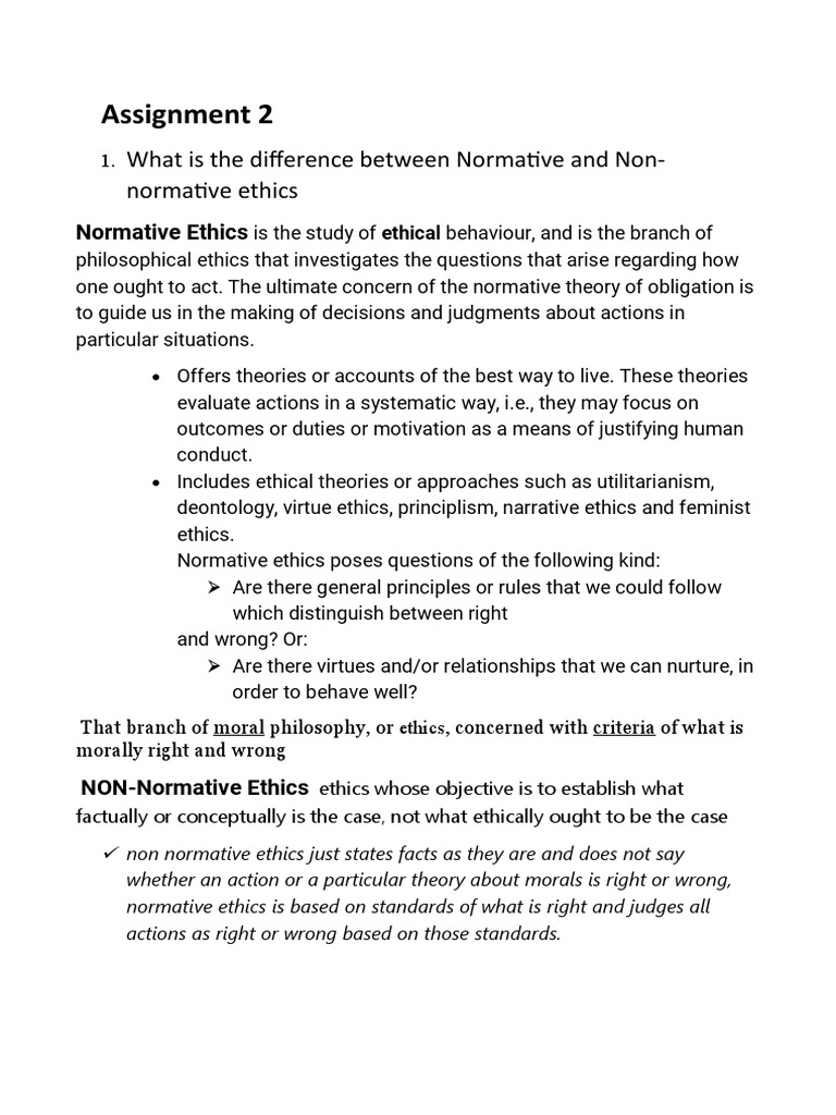 Assignment 2: What Is The Difference Between Normative and Non ...