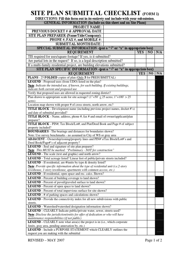 Site Plan Checklist PDF | PDF