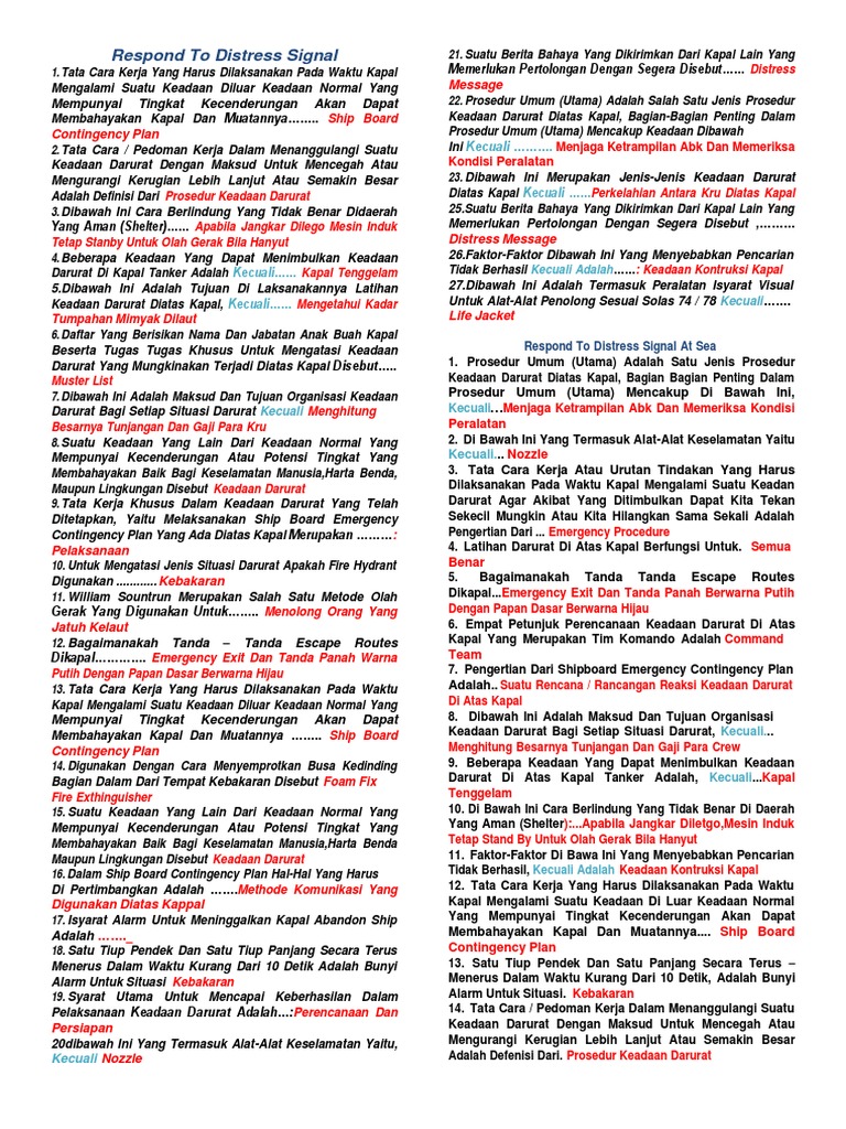 New. Respond To Distress Signal | PDF