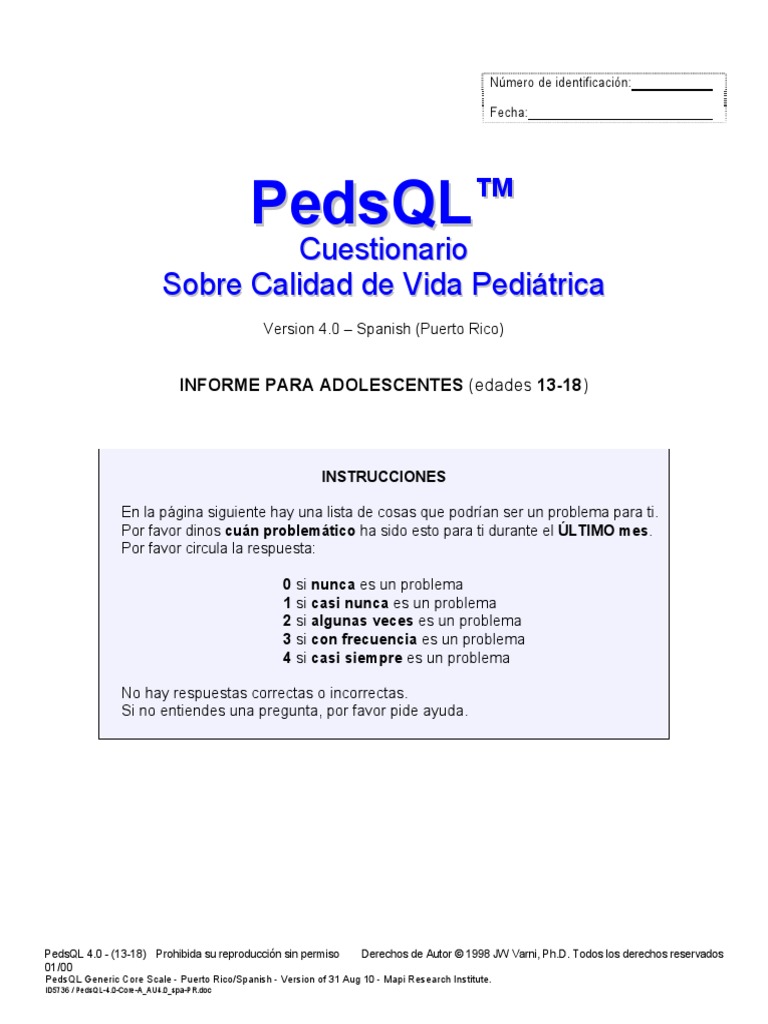 PedsQL-4.0-Core All AU4.0 spa-PR | PDF