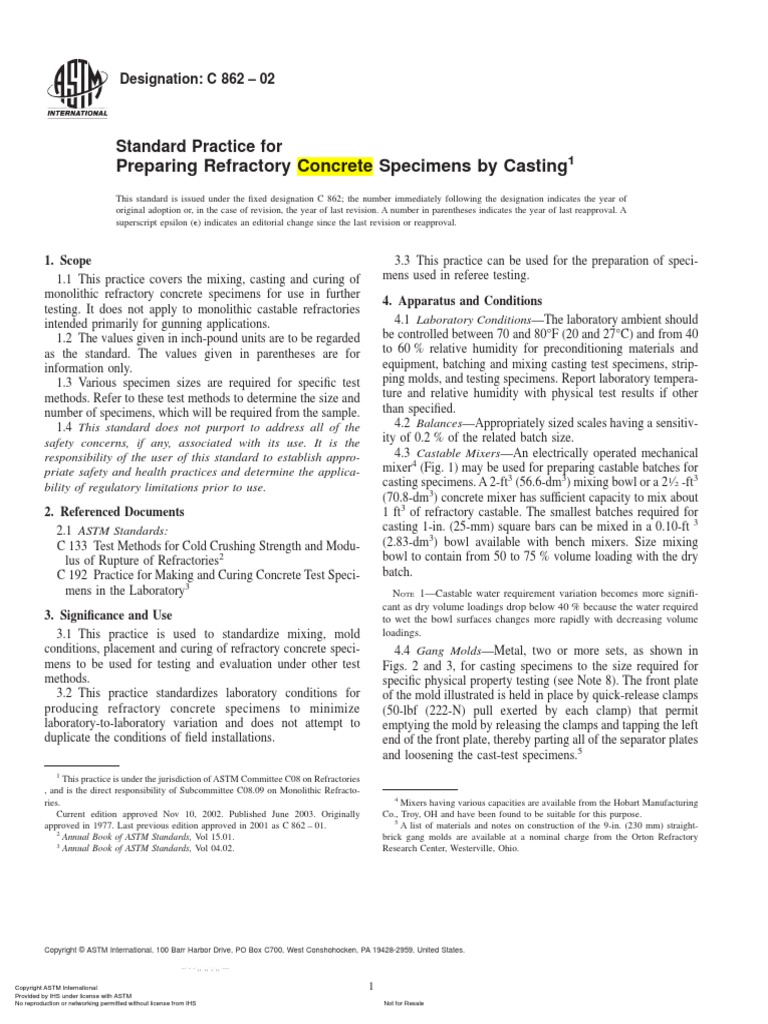 Astm C 862-02 | PDF | Concrete | Refractory