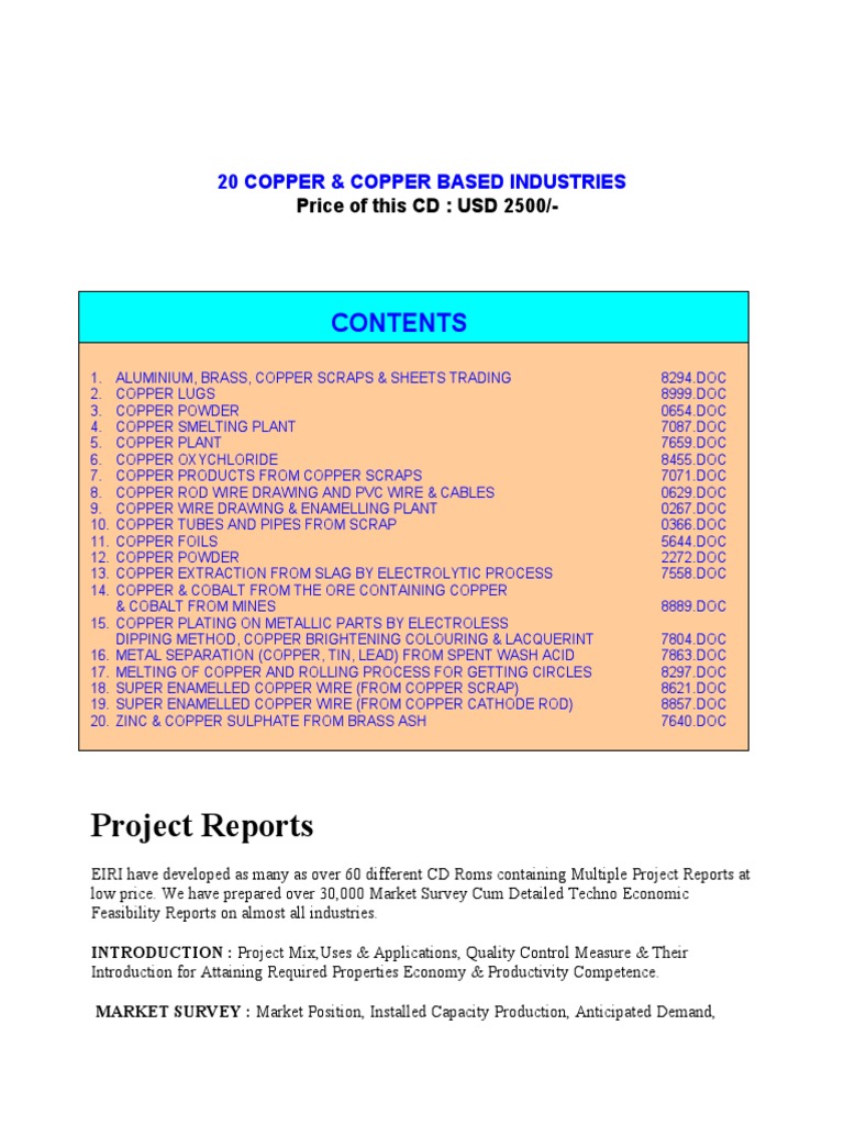 Copper Based Project Reports | PDF | Copper | Scrap