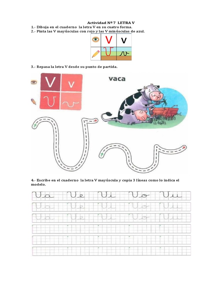Actividades Letra V Escritura. | PDF