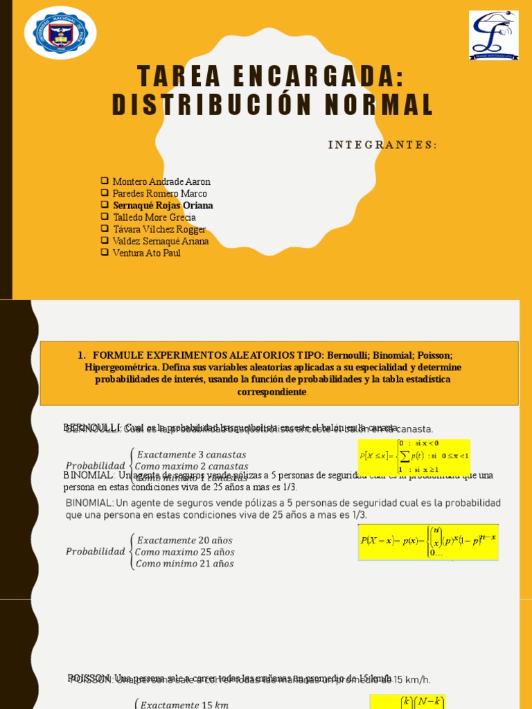 Tarea Encargada. D. Normal | PDF | Distribución normal | Desviación Estándar