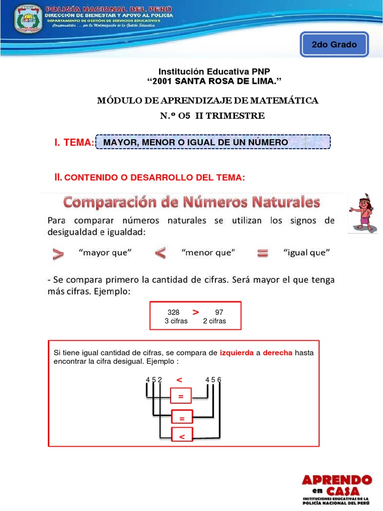 Comparación de Números: Mayor, Menor e Igual | PDF