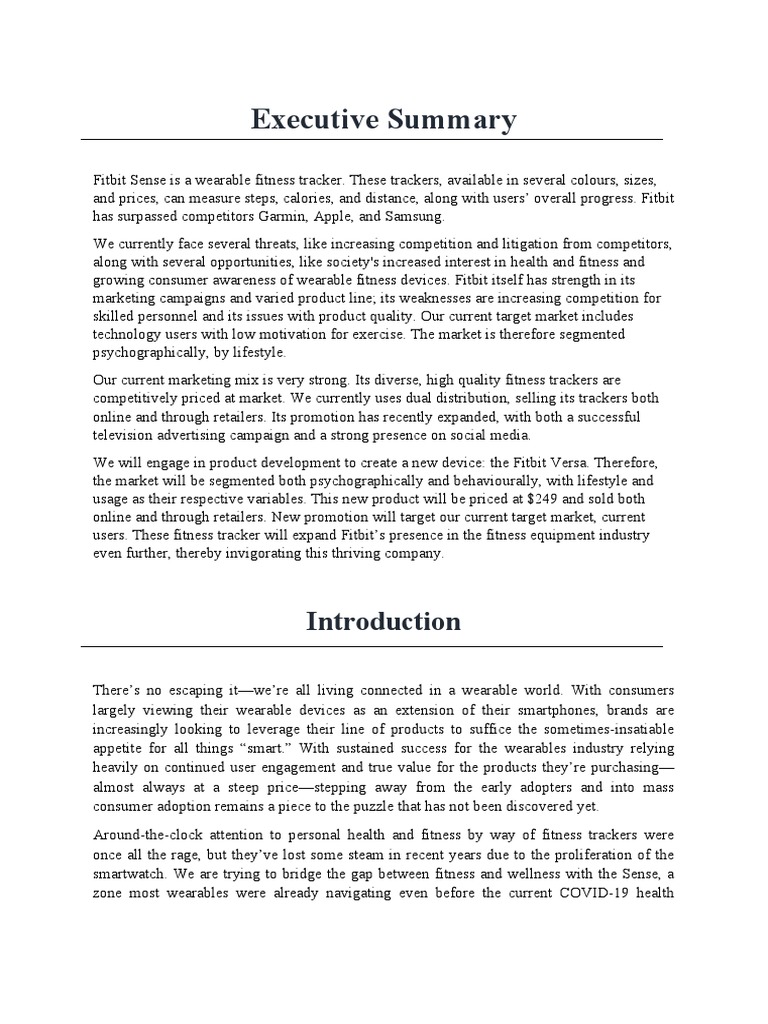 Executive Summary | PDF | Fitbit | Smartwatch
