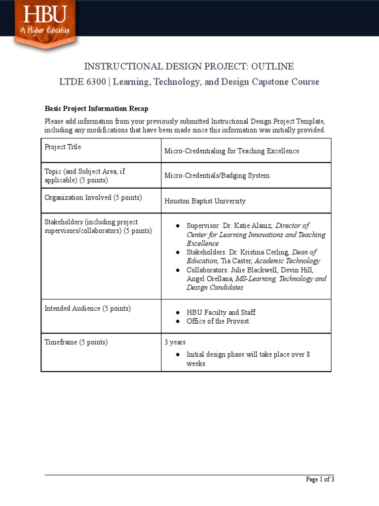 Instructional Design Project Outline Template | PDF | Instructional ...