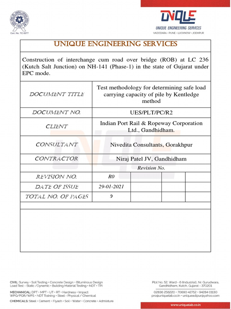 Pile Load Test Methodology - Kentledge Method - Cyclic-Routine | PDF ...