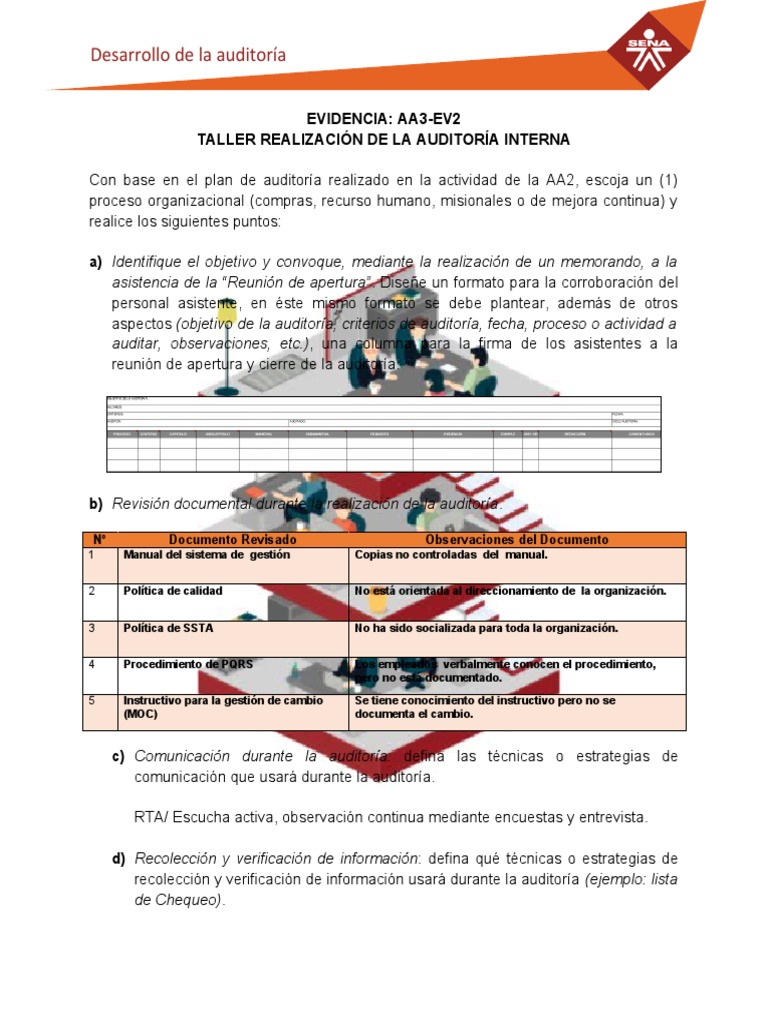 Formato Evidencia AA3 Ev2 Taller | PDF | Auditoría | Calidad (comercial)