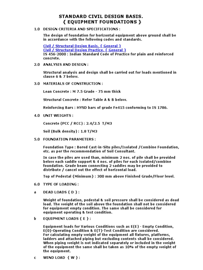 Equipment Foundation Design Criteria | PDF | Deep Foundation | Concrete