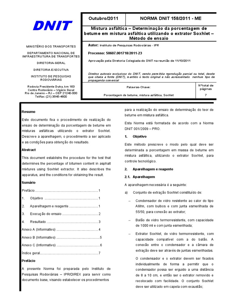 Dnit - 158 - 2011 - Me Soxhlet | PDF | Temperatura