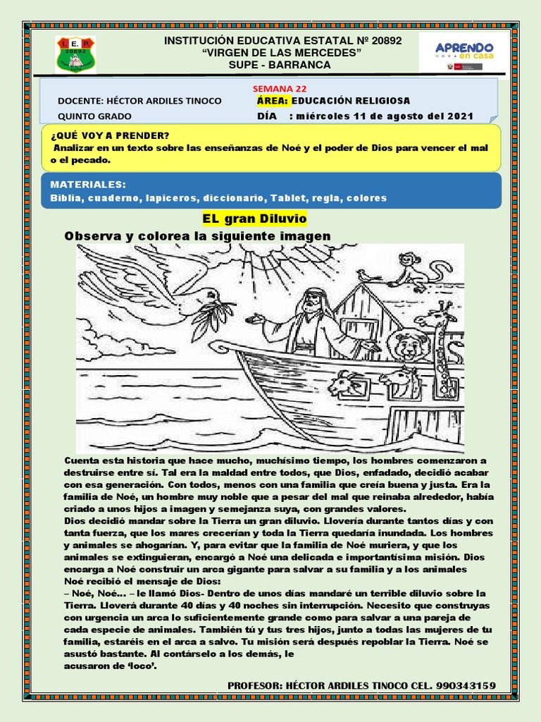 Historia del Diluvio para Niños | PDF | Arca de Noé | Mito de la inundación